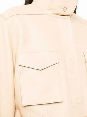 Off-White Single-breasted Belted Leather Coat