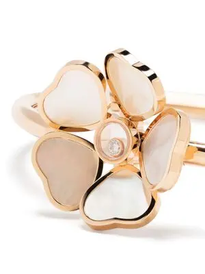 Chopard 18kt Rose Happy Hearts Flower Pearl Bangle