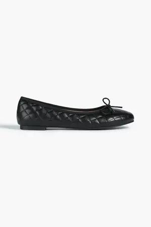 French Sole Amelie Quilted Leather Ballet Flats - Black