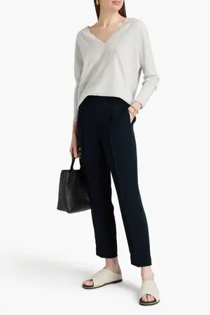 Vince Linen And Cashmere-blend V-neck Sweater
