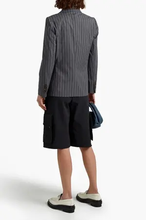 Brunello Cucinelli Pinstriped Double-breasted Cotton-blend Blazer - Dark Gray