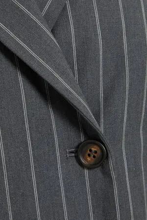 Brunello Cucinelli Pinstriped Double-breasted Cotton-blend Blazer - Dark Gray