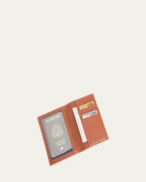 ROYCE NEW YORK Personalized Leather Rfid-blocking Passport Wallet With Vaccine Card Pocket - Tan