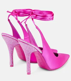Attico Venus Embellished Satin Pumps - Pink