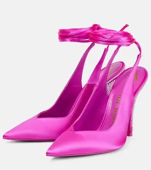 Attico Venus Embellished Satin Pumps - Pink