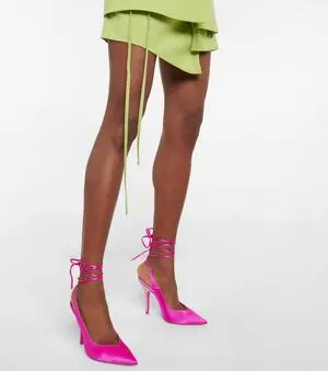 Attico Venus Embellished Satin Pumps - Pink