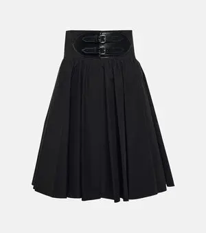 Alaïa Belted Cotton Skirt - Black