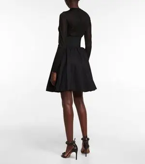 Alaïa Belted Cotton Skirt - Black