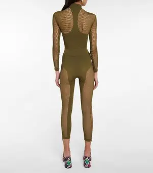 Attico Jersey And Mesh Stirrup Leggings