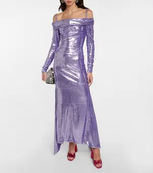 Attico Sequined Off-the-shoulder Gown