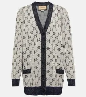 Gucci Gg Jacquard-knit Metallic Cardigan