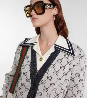 Gucci Gg Jacquard-knit Metallic Cardigan