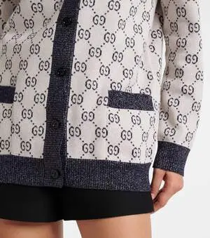 Gucci Gg Jacquard-knit Metallic Cardigan
