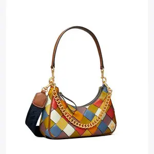 Tory Burch 151 Mercer Woven Small Crescent Bag