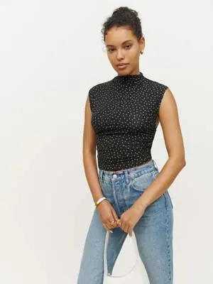 REFORMATION Lindy Printed Knit Top