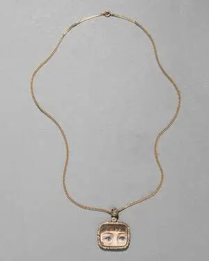 Alexis Bittar Antique 14k & Quartz Portrait Pendant Necklace - Gold