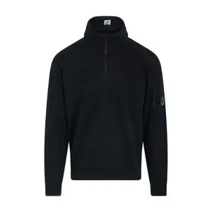 C.P. COMPANY Light Fleece Half Zip Jumper - Black