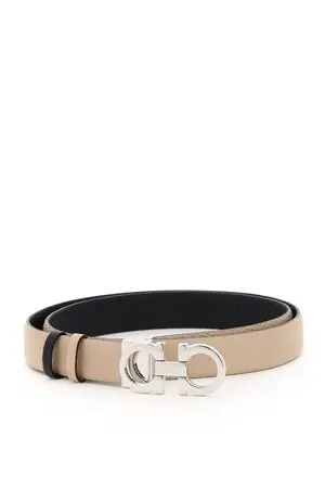FERRAGAMO SALVATORE FERRAGAMO REVERSIBLE GANCINI BELT Beige, Black