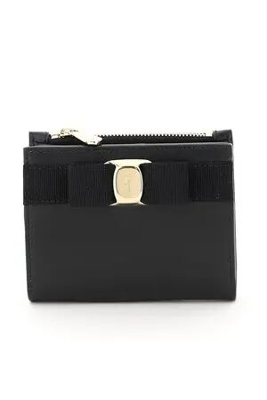 FERRAGAMO SALVATORE FERRAGAMO VARA BOW COMPACT WALLET - Black