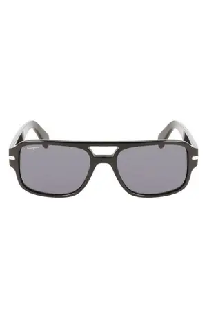 FERRAGAMO Rectangular Navigator Sunglasses - Black