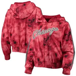 Mitchell & Ness Chicago Bulls Galaxy Sublimated Windbreaker Pullover Full-zip Hoodie - Red