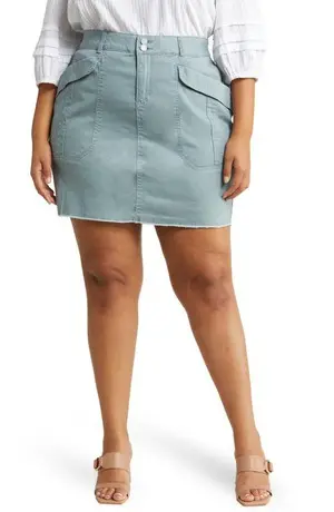 Wit & Wisdom Stretch Cotton Skirt With Flap Pocket Dusty Slate
