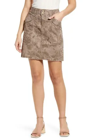 Wit & Wisdom Stretch Cotton Skirt With Flap Pocket - Moon Rock