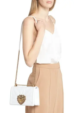 Dolce & Gabbana Devotion Lambskin Crossbody Bag - Optical White