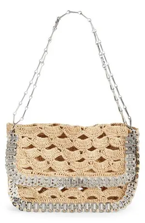 Rabanne Large Raffia Messenger Bag
