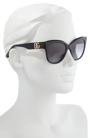 Dolce & Gabbana 53mm Butterfly Sunglasses - Black/grey Gradient
