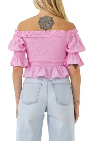 Endless Rose Off-the-shoulder Smocked Top