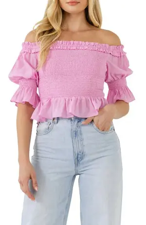 Endless Rose Off-the-shoulder Smocked Top
