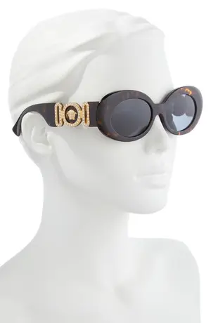 Versace 54mm Irregular Oval Sunglasses - Dark Grey/ Brown