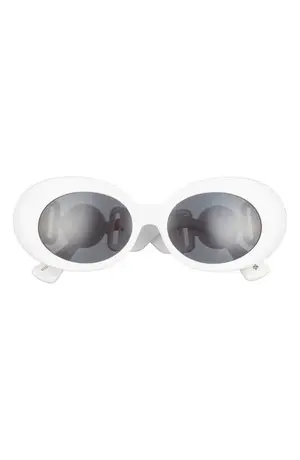 Versace Versace 54mm Irregular Oval Sunglasses White/ Dark Grey