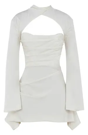 House Of Cb Toira Long Sleeve Satin Corset Mini Dress