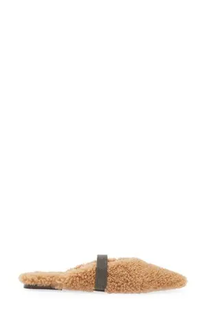 Brunello Cucinelli Monili Beaded Genuine Shearling Slide