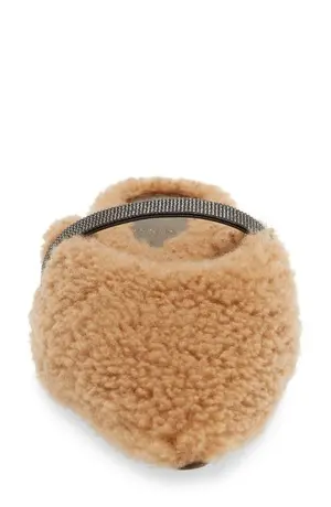 Brunello Cucinelli Monili Beaded Genuine Shearling Slide