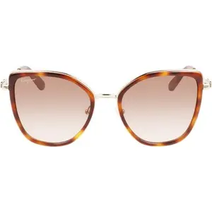 FERRAGAMO 54mm Gradient Cat Eye Sunglasses - Gold Tortoise