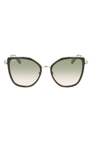 FERRAGAMO FERRAGAMO 54mm Gradient Cat Eye Sunglasses Rose Gold/ Black