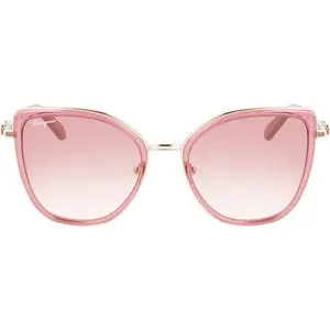 FERRAGAMO 54mm Gradient Cat Eye Sunglasses - Rose Gold/bordeaux