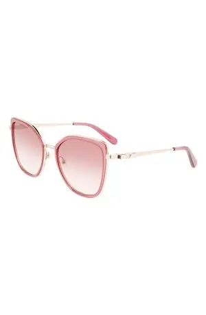 FERRAGAMO 54mm Gradient Cat Eye Sunglasses - Rose Gold/bordeaux