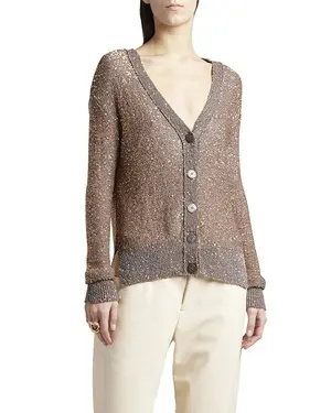 Stella McCartney Sequin-embellished Drip Knit Cardigan - 1265 Greygold