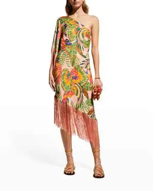 knee length dresses for ladies Red Summer Foliage Mini Dress  FARM Rio