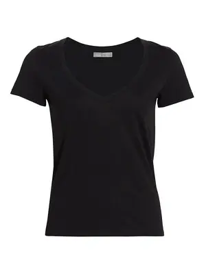 Vince Plunging V-neck T-shirt Black