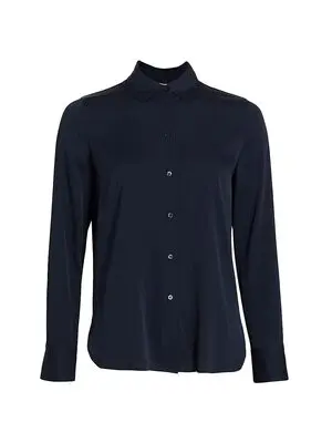 Vince Women's Silk-Blend Slim-Fit Blouse - Black Coastal