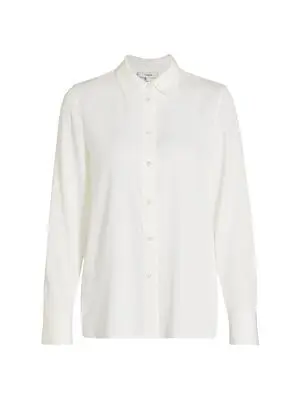 Vince Silk-blend Slim-fit Blouse - Optic White