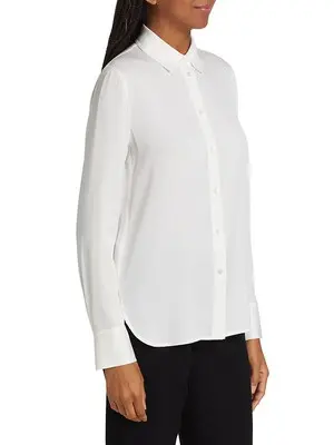 Vince Silk-blend Slim-fit Blouse - Optic White