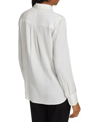 Vince Silk-blend Slim-fit Blouse - Optic White
