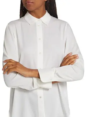 Vince Silk-blend Slim-fit Blouse - Optic White