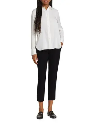 Vince Silk-blend Slim-fit Blouse - Optic White